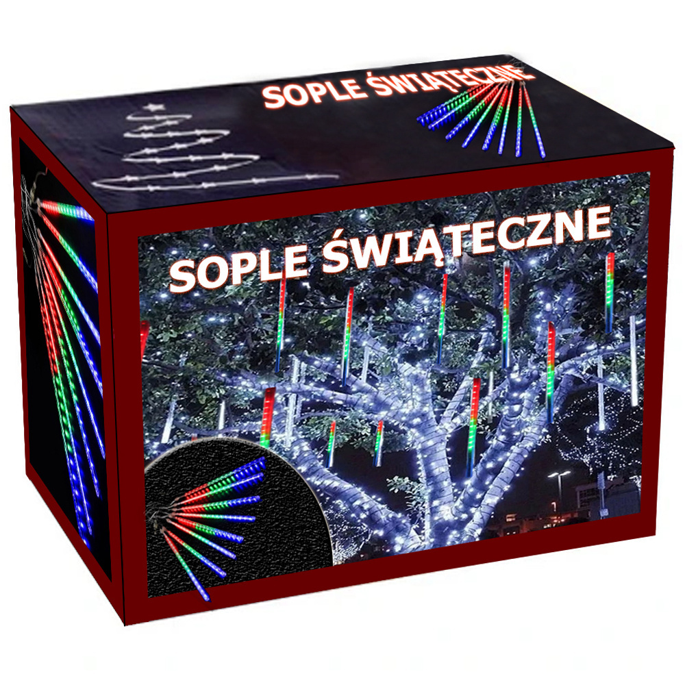Lampki sople meteory led padający śnieg 50cm ip44 Wielokolorowy | Boże ...
